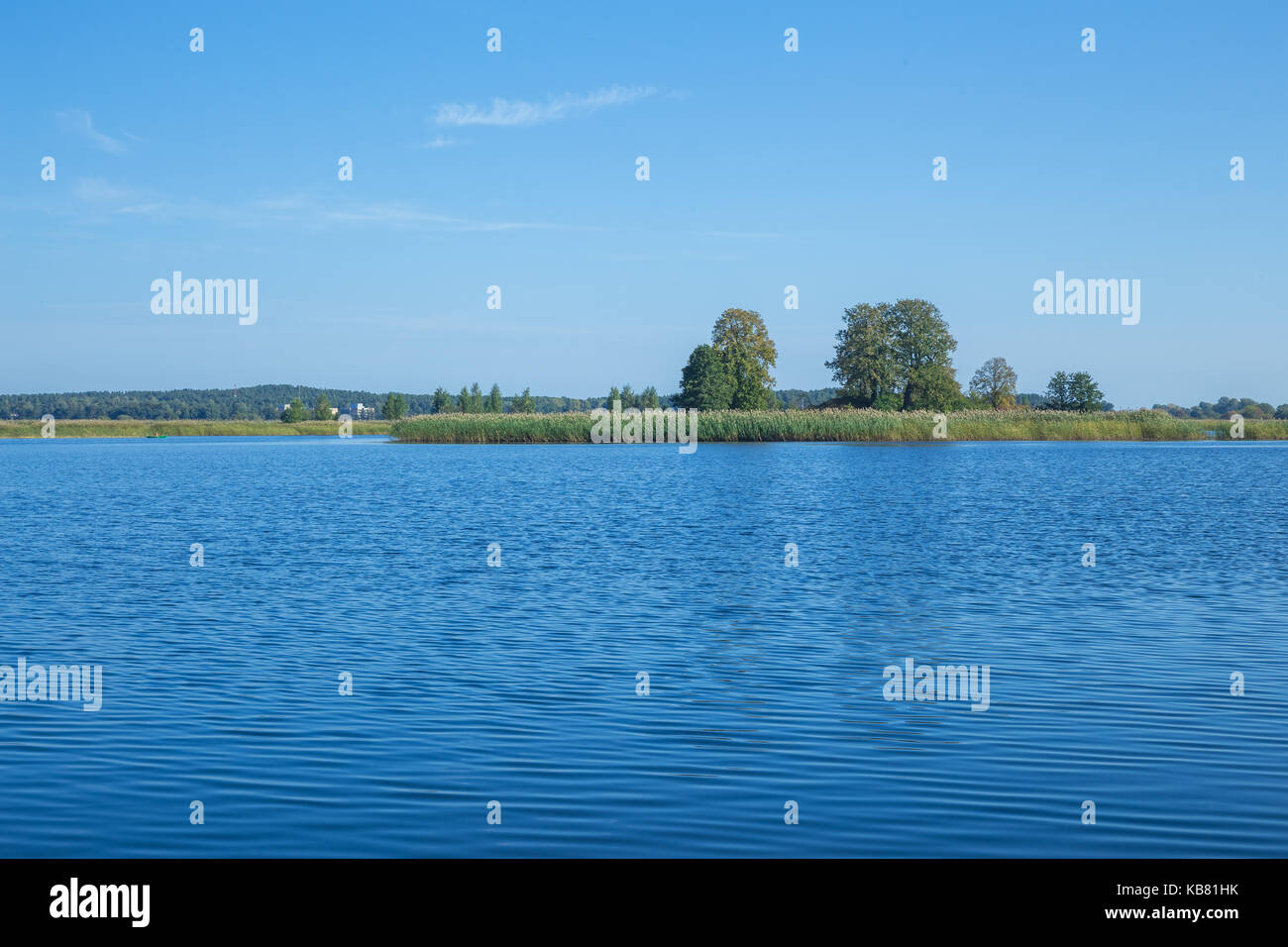 Lake at Riga, Jugla, Latvia. Autumn, water and trees. 2017 Stock Photo ...