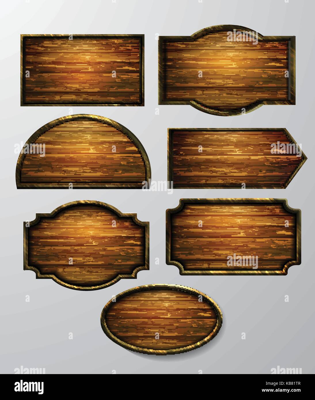 Wooden signs, vector icon set Stock Vector Image & Art - Alamy