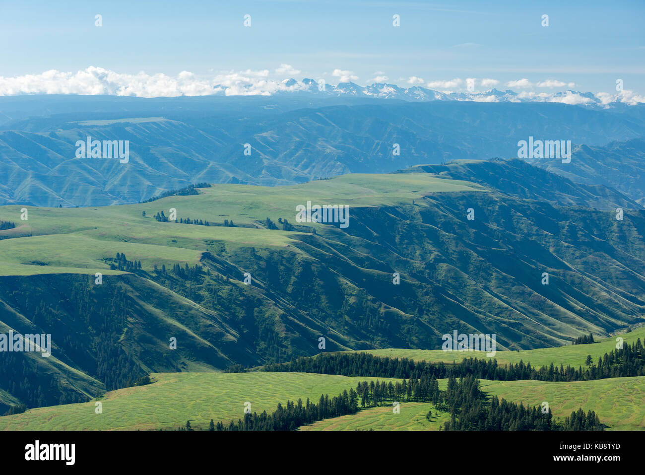 Aerial view of Oregon's Long Ridge and Hells Canyon with Idaho's Seven ...