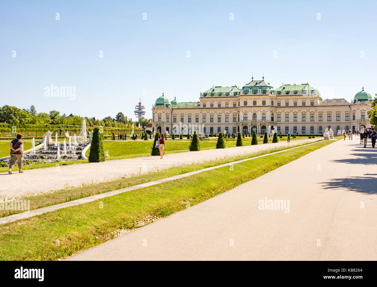 VIENNA, AUSTRIA - AUGUST 29: People in the garden of the Belvedere ...