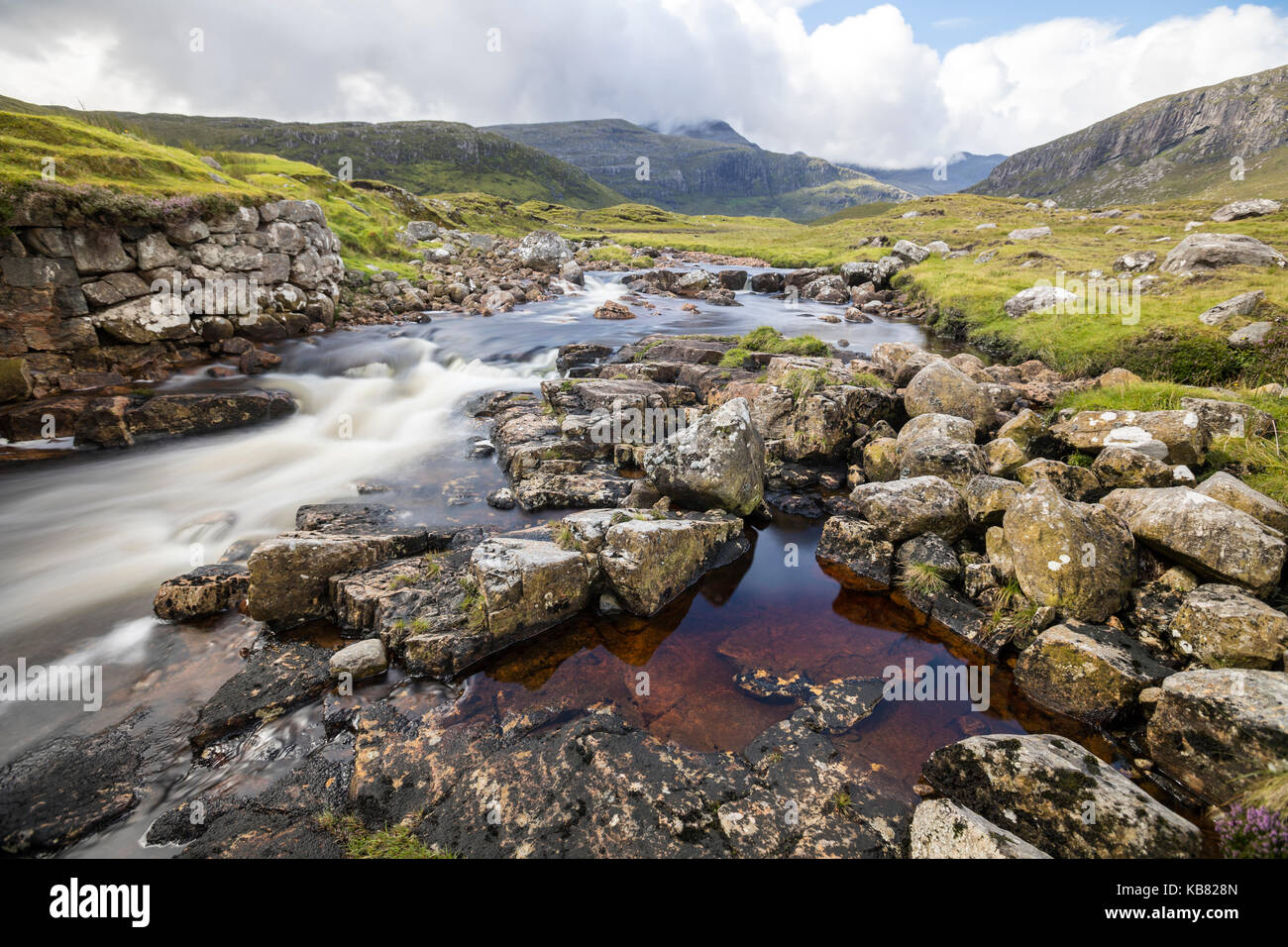 Stream river from hills in the Lewis and Harris island, Outer Hebrides ...