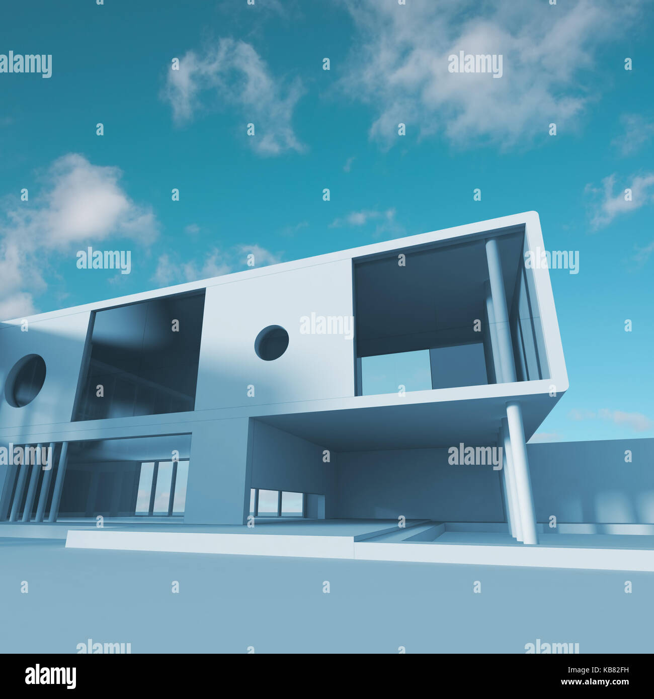 Modern building structure. Building design and 3d rendering model my ...