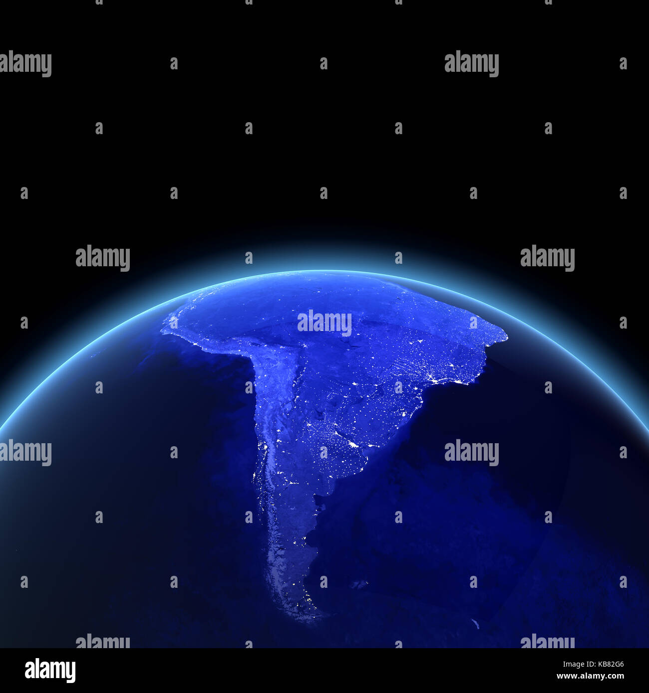South America 3d rendering. Maps from NASA imagery Stock Photo - Alamy