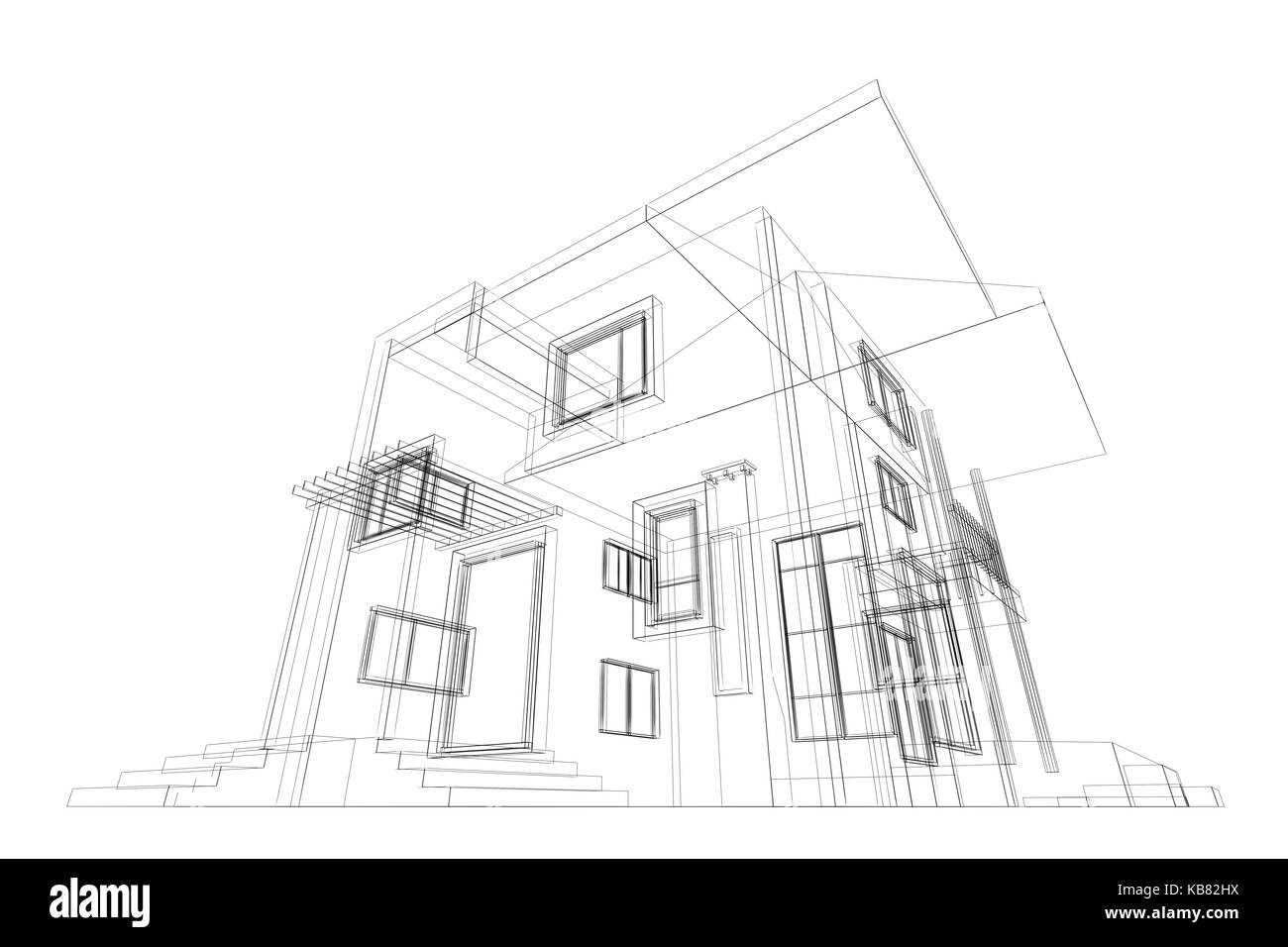 Blueprint 3d rendering construction Stock Photo - Alamy