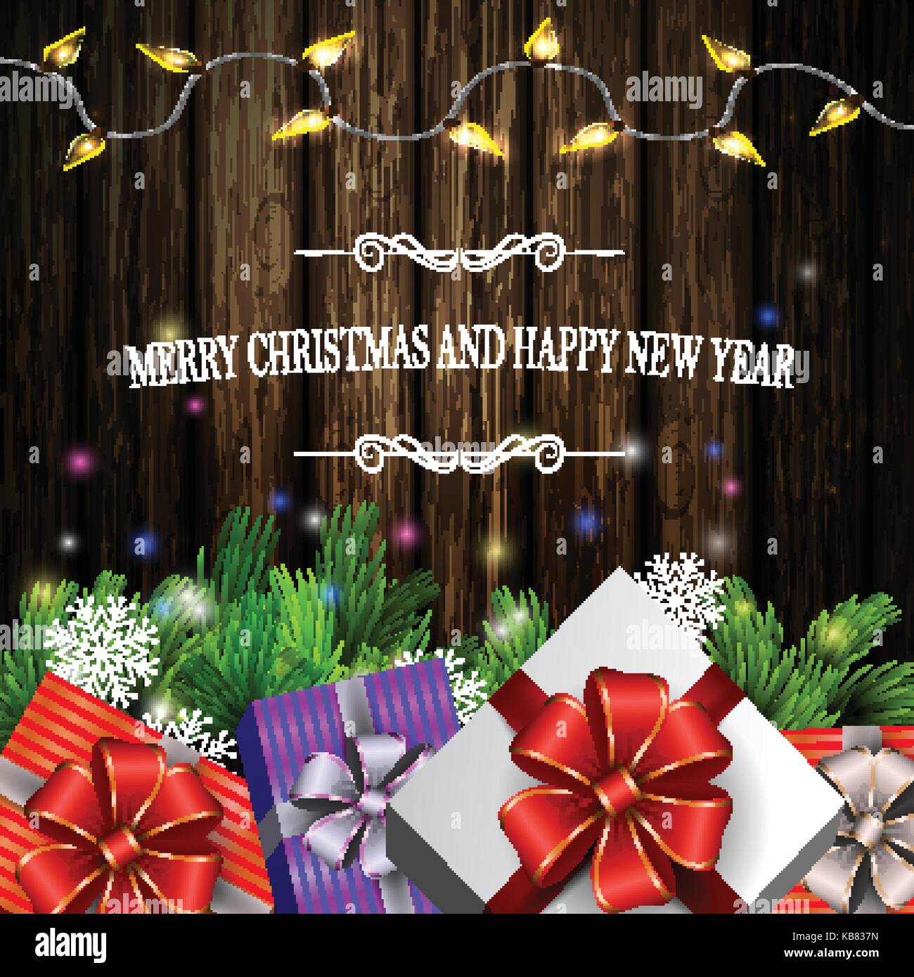 Present holiday tree winter Stock Vector Images - Alamy