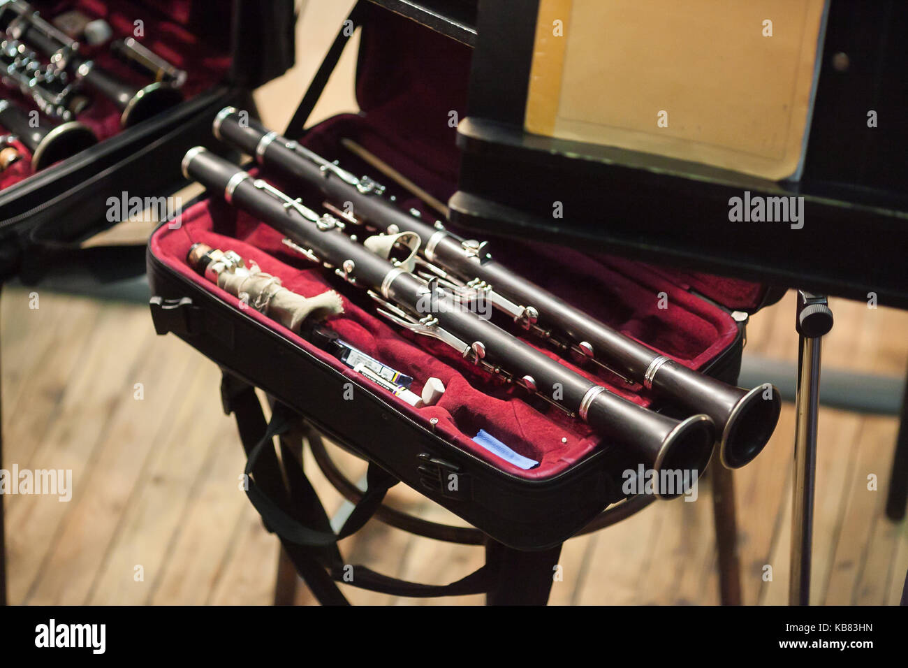 passion, art, composing concept. long wooden assembled instrument of ...