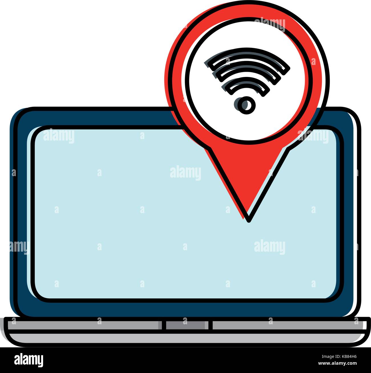 laptop computer with wifi signal vector illustration design Stock ...