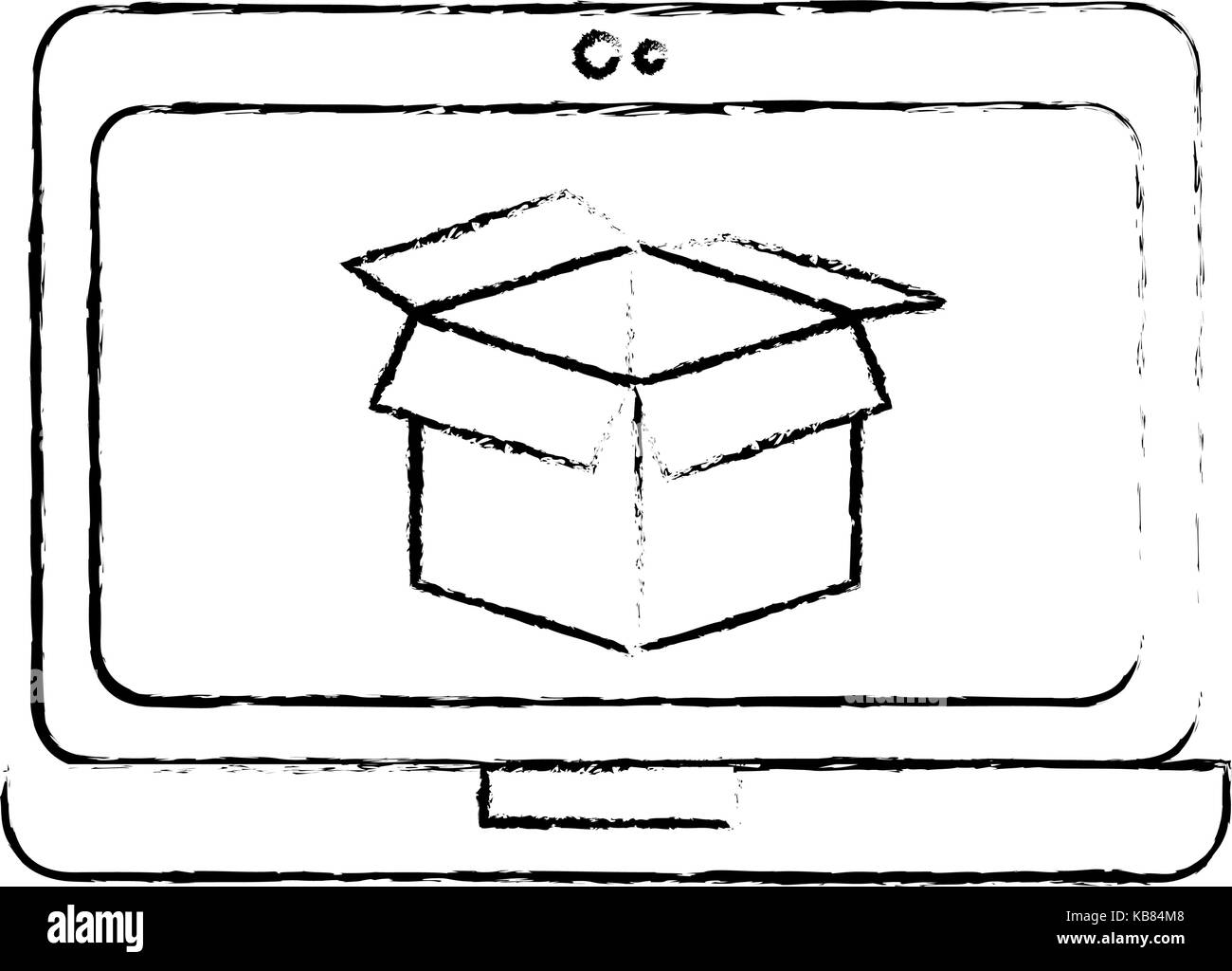 laptop computer with box vector illustration design Stock Vector Image ...