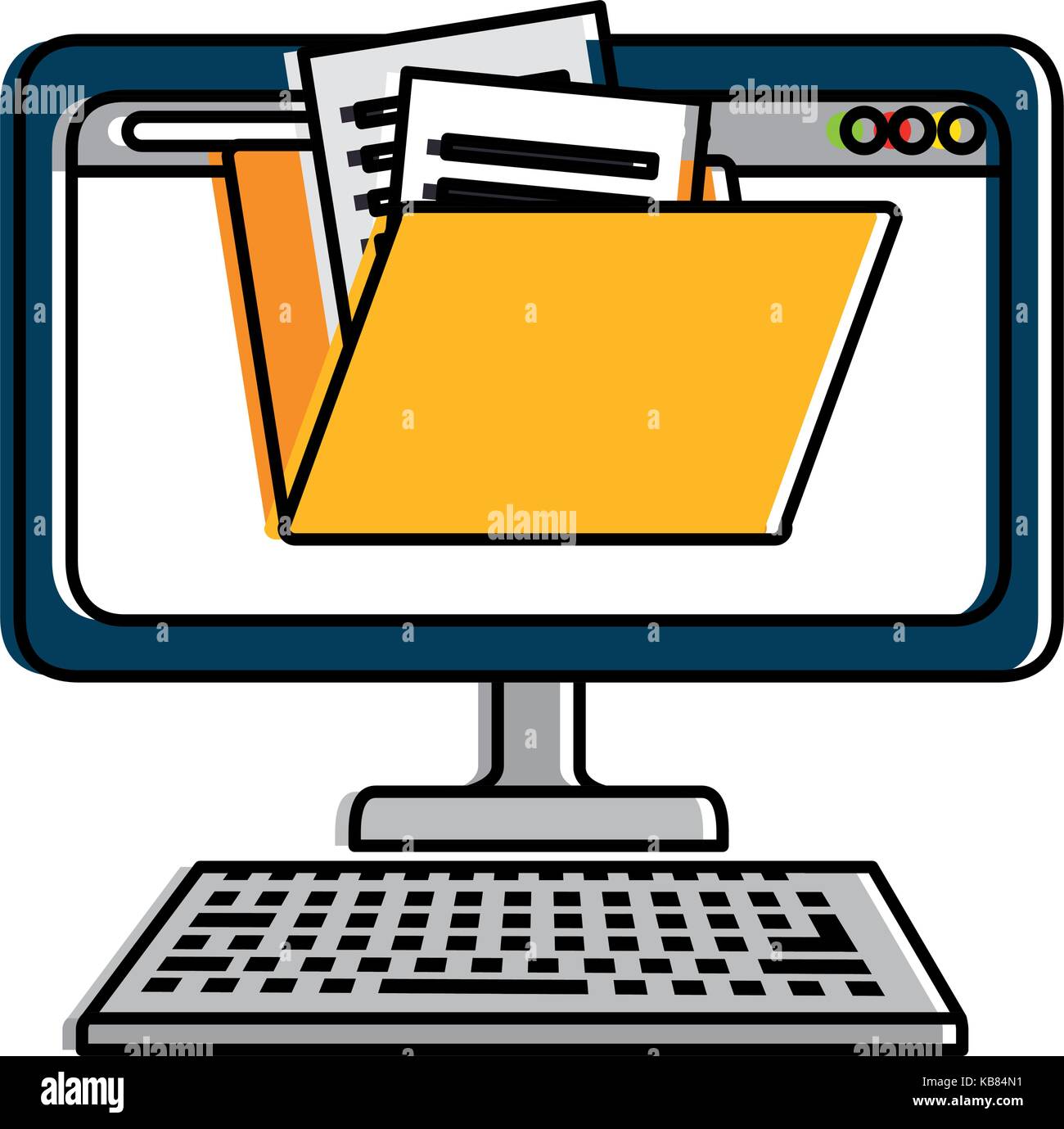 computer desktop with folder vector illustration design Stock Vector ...