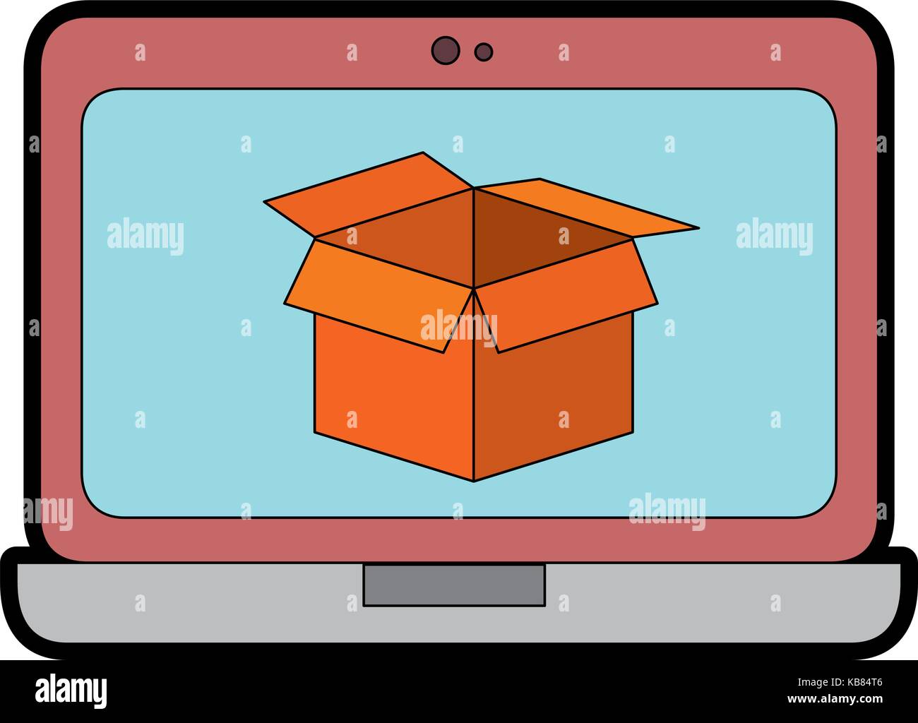 laptop computer with box vector illustration design Stock Vector Image ...