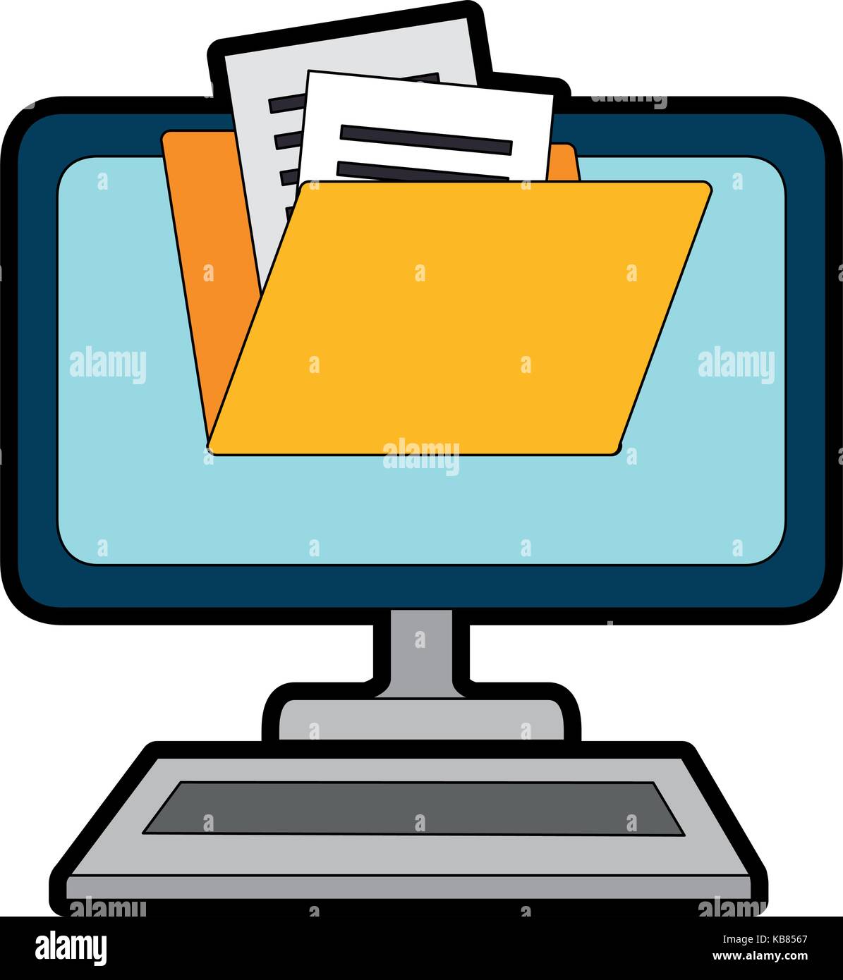 computer desktop with folder vector illustration design Stock Vector ...