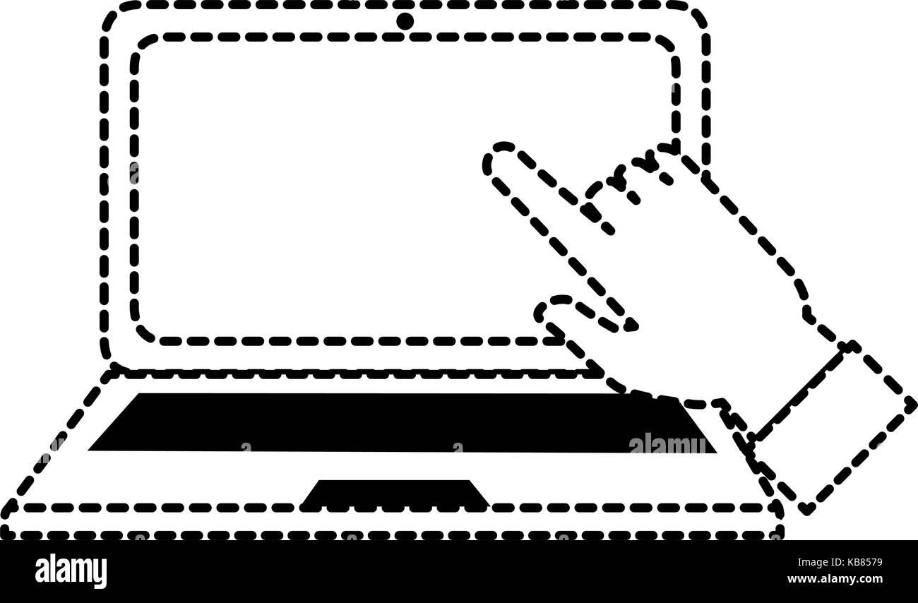 laptop computer with hand user touching vector illustration design ...