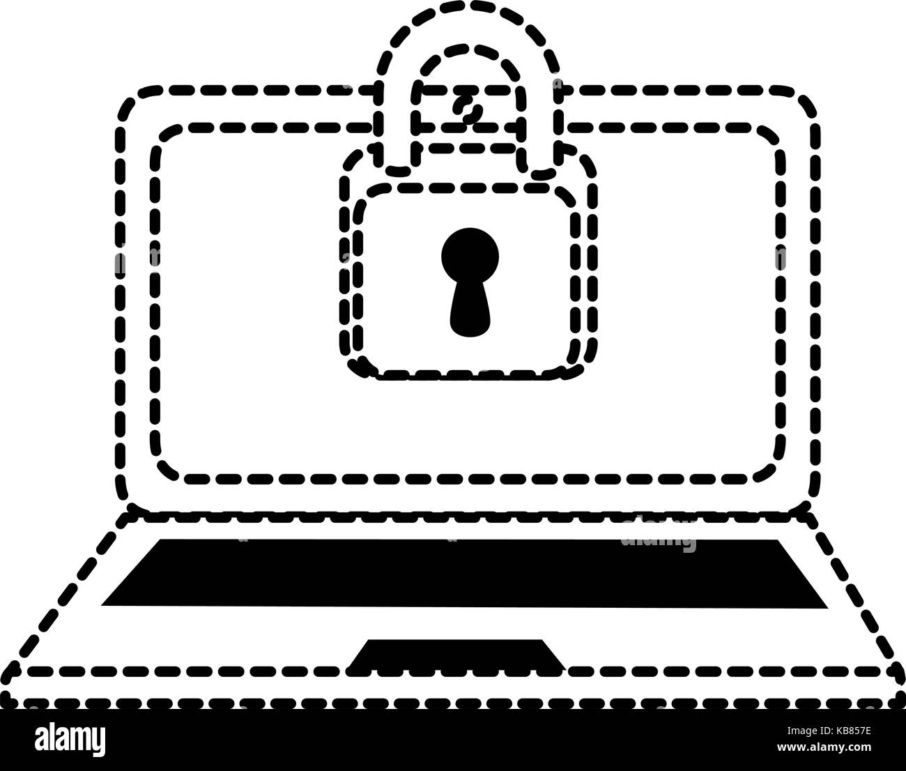 laptop computer with padlock vector illustration design Stock Vector ...