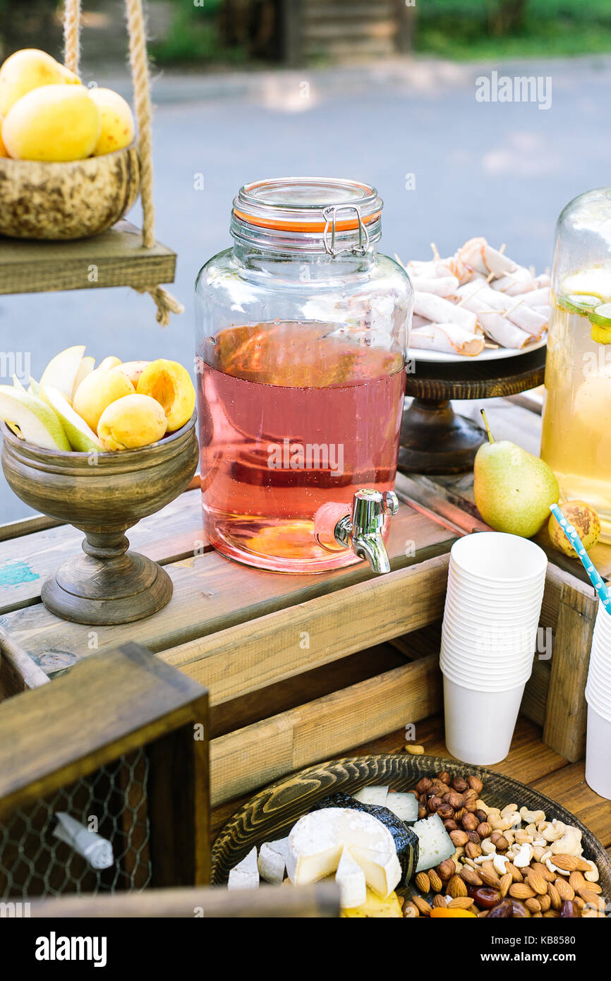 country lifestyle, drinks, rural products concept. generous amount of ...