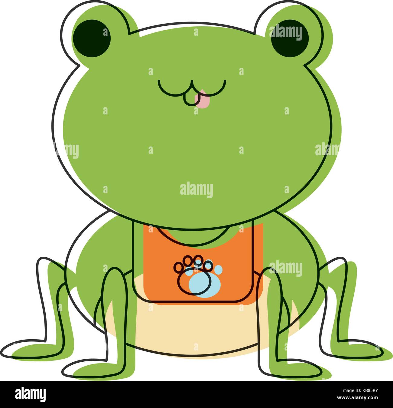 cute frog icon over white background colorful design vector ...