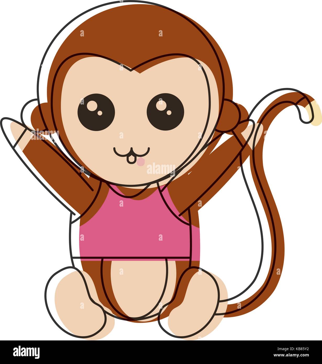 cute monkey icon over white background colorful design vector ...