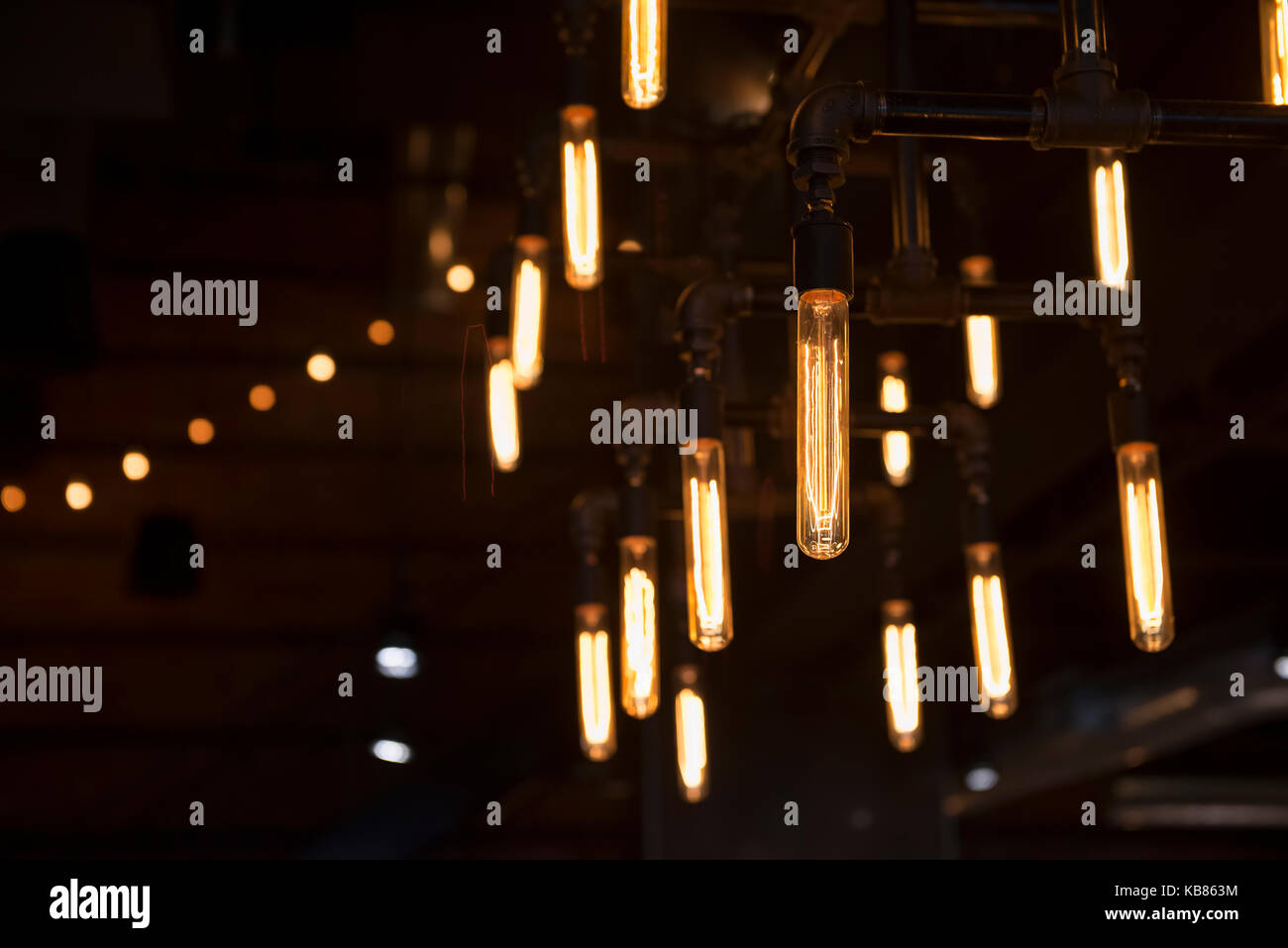 Light bulbs in a trendy bar Stock Photo - Alamy
