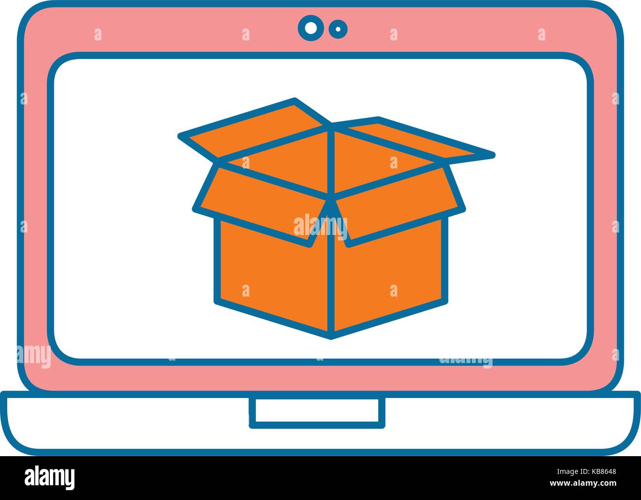 laptop computer with box vector illustration design Stock Vector Image ...