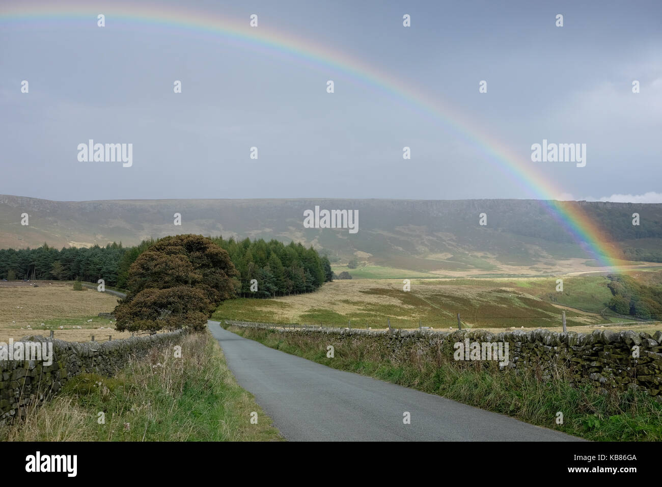 Rainbow over Stanage Edge Stock Photo - Alamy