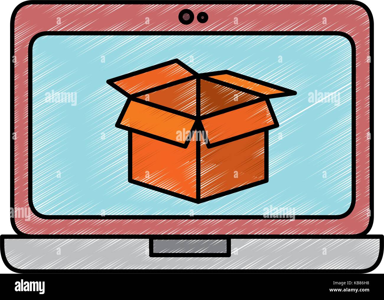 laptop computer with box vector illustration design Stock Vector Image ...