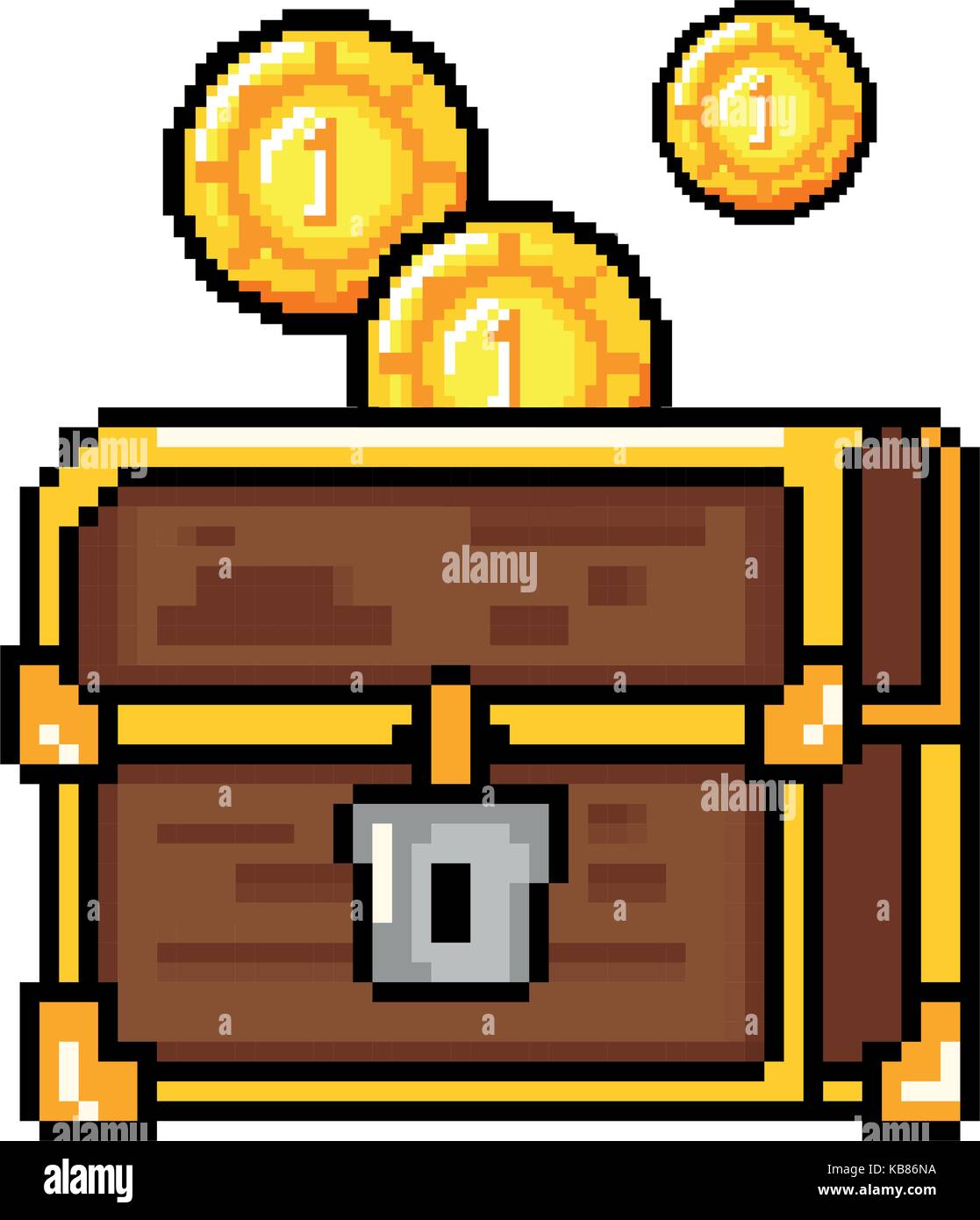 pixelated treasure chest with coins vector illustration design Stock ...