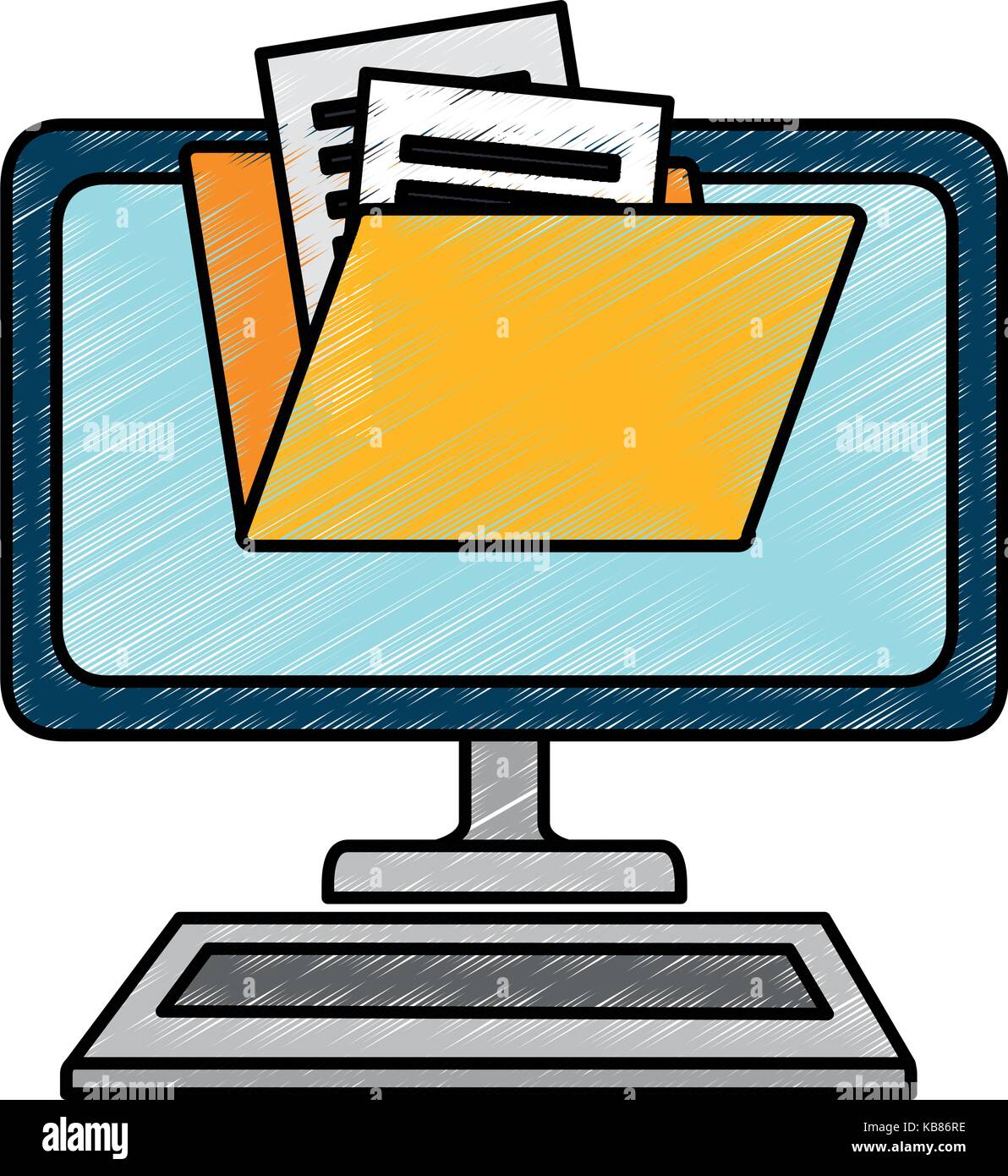 computer desktop with folder vector illustration design Stock Vector ...