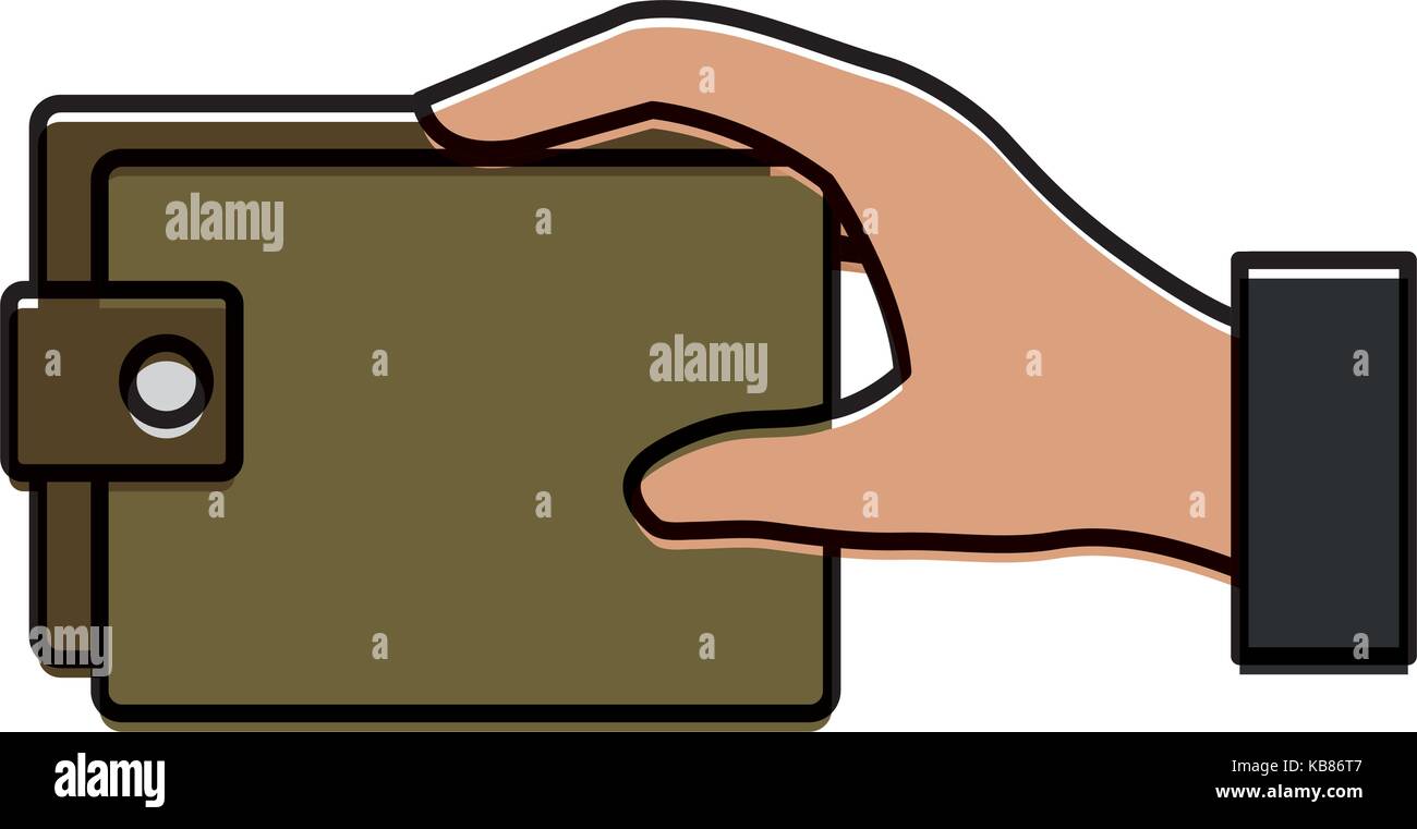 hand human with wallet money with bills vector illustration design ...