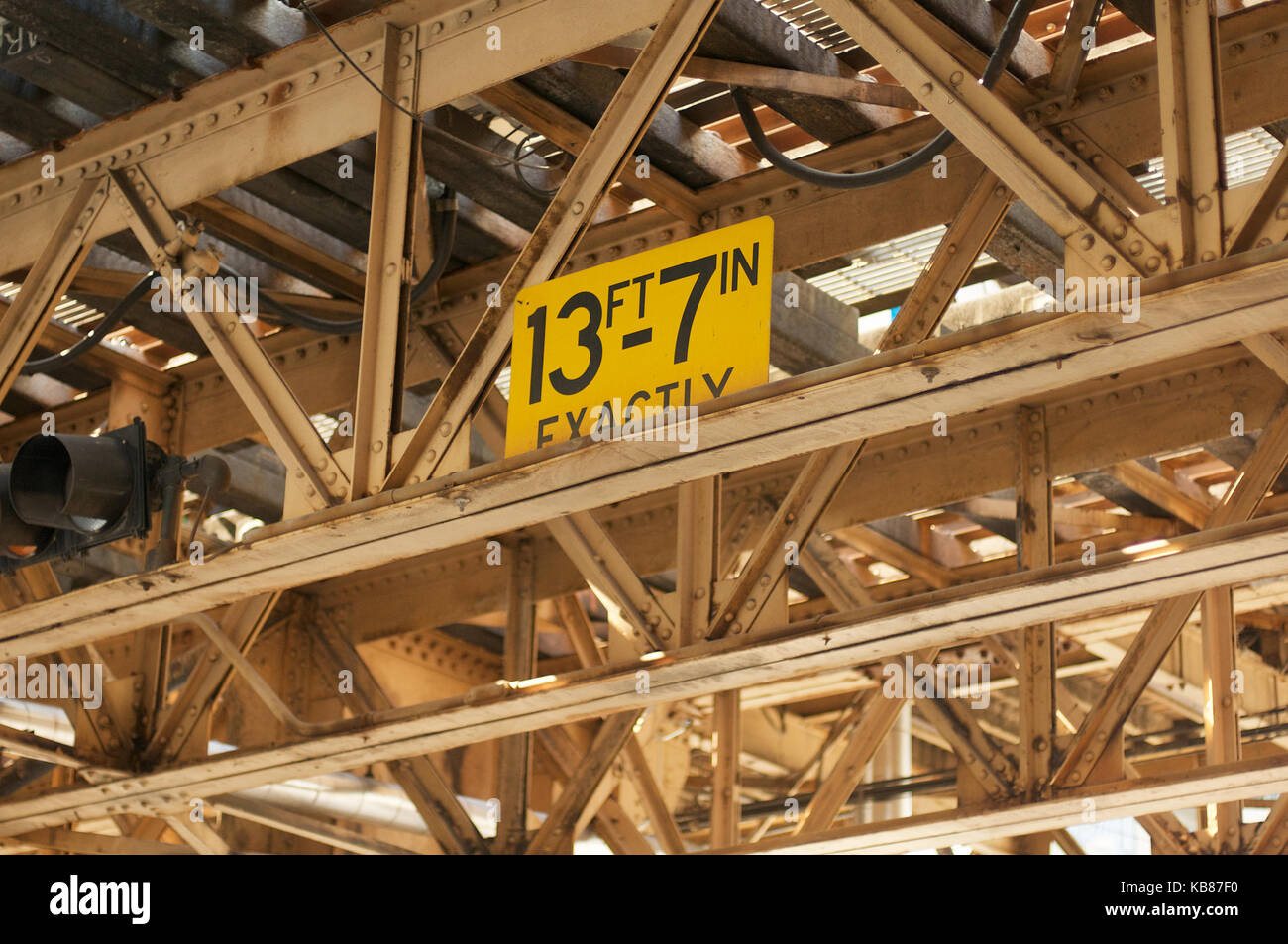 The metalwork supporting the L network on the street in Chicago Stock ...