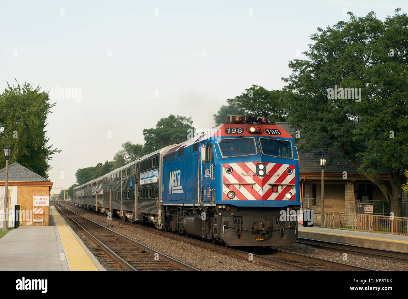 METRA passenger train at Stone Avenue, Chcago, Illinois, USA Stock ...