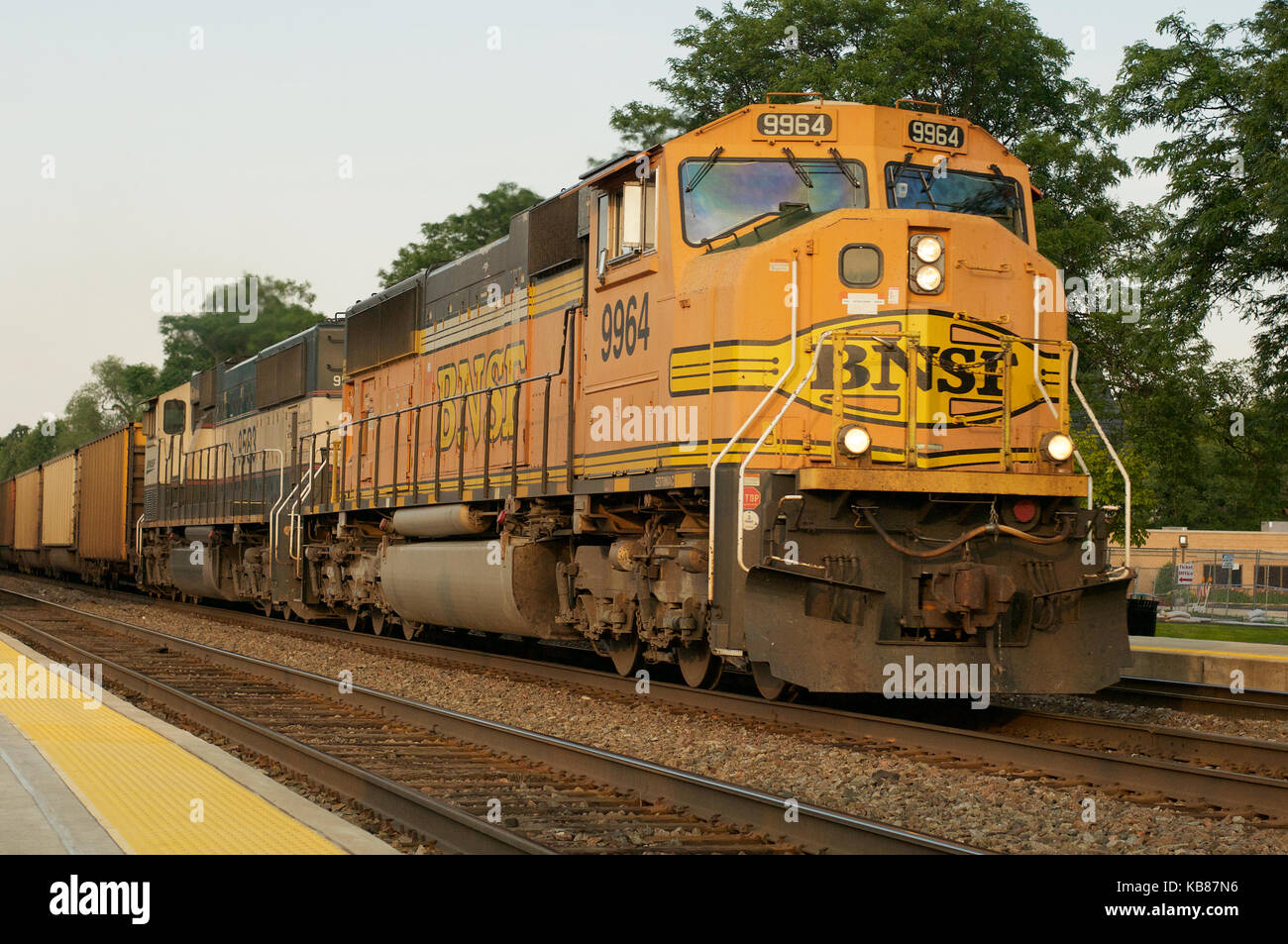 Freight train through Stone Avenue, Chicago, Illinois, USA Stock Photo ...