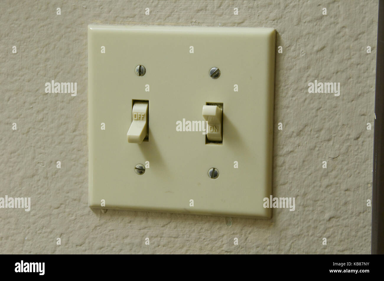 Switch showing on and off Stock Photo - Alamy