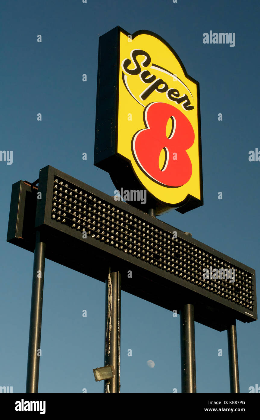 Illuminated sign for Super 8 Motel Stock Photo - Alamy