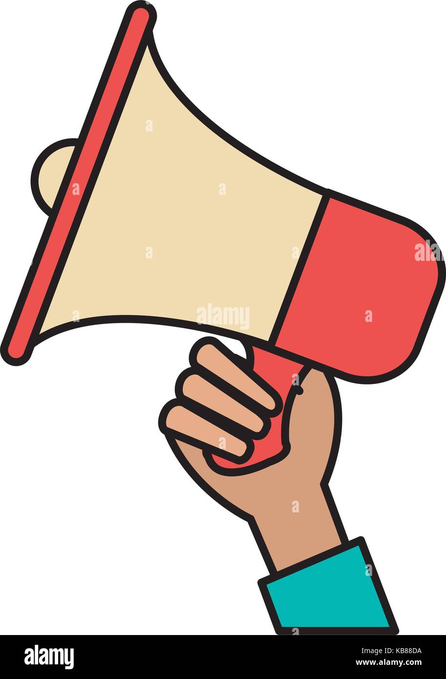 hand human with megaphone sound isolated icon vector illustration ...