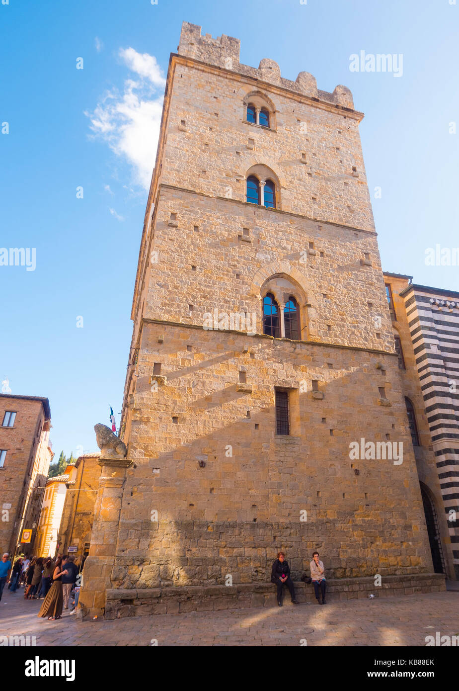 Ancient buildings at Priori Square in Volterra - an historic village in ...