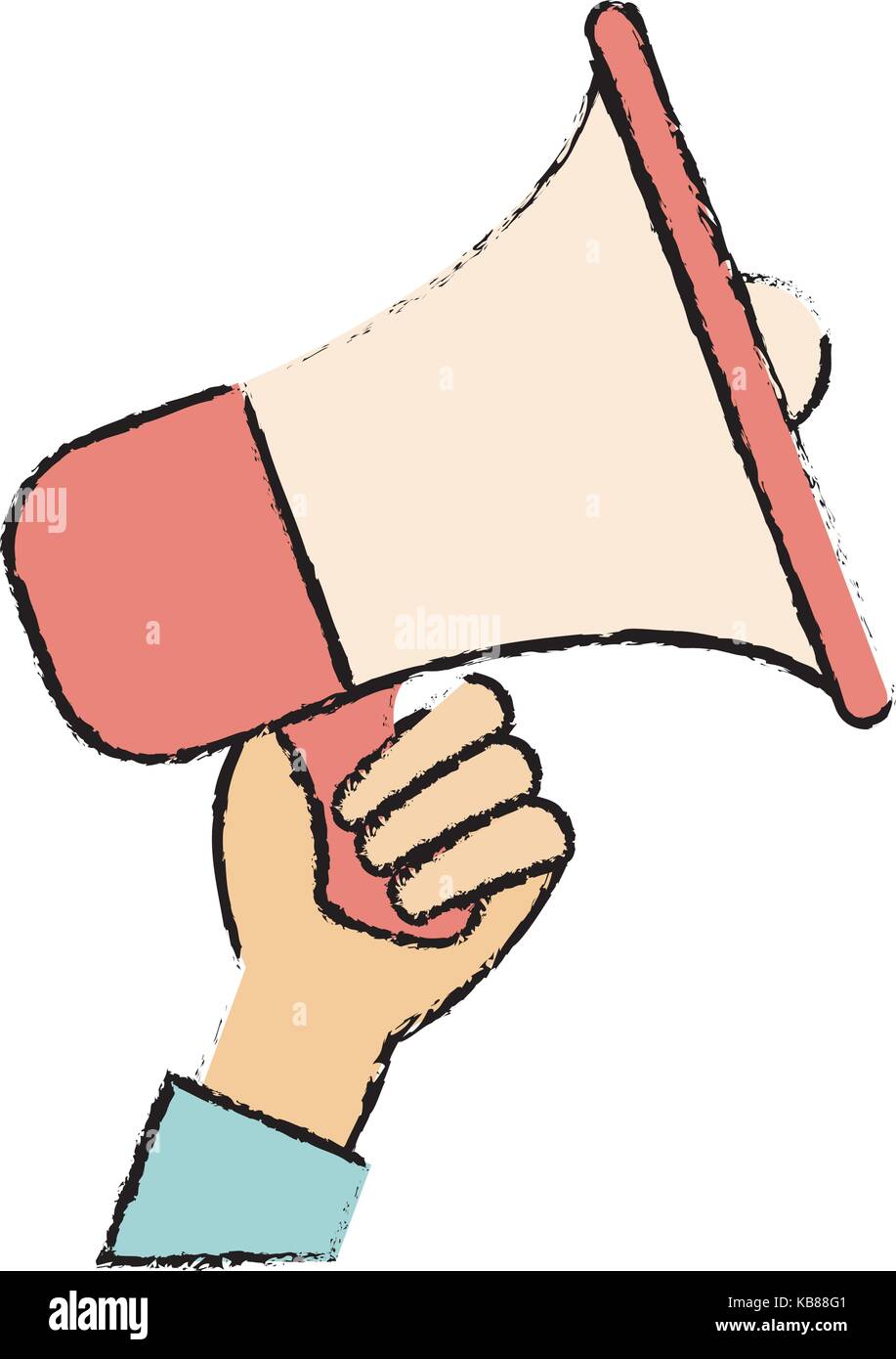hand human with megaphone sound isolated icon vector illustration ...