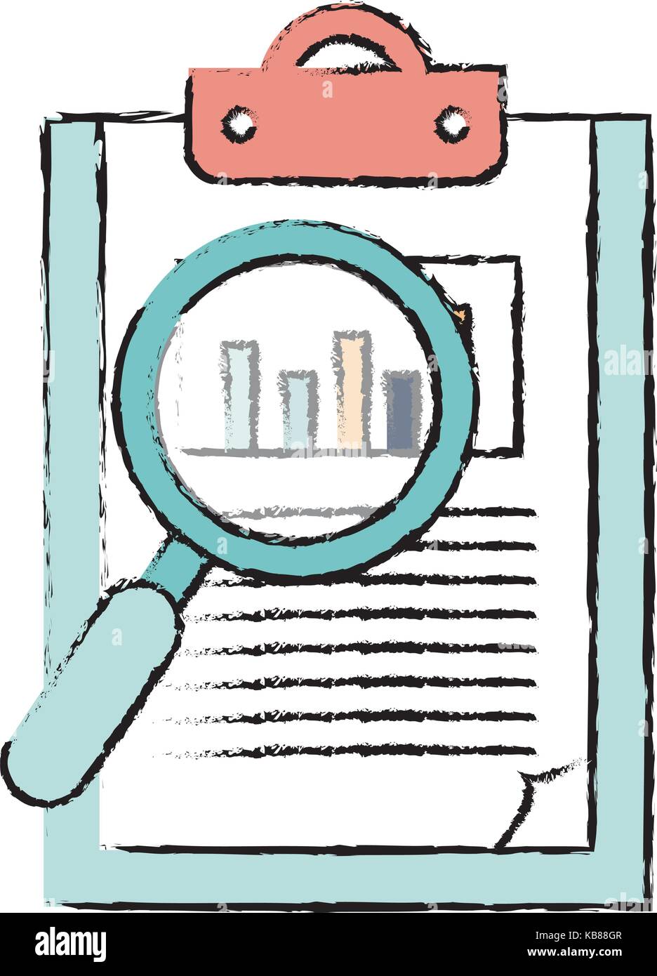 clipboard document with magnifying glass vector illustration design ...