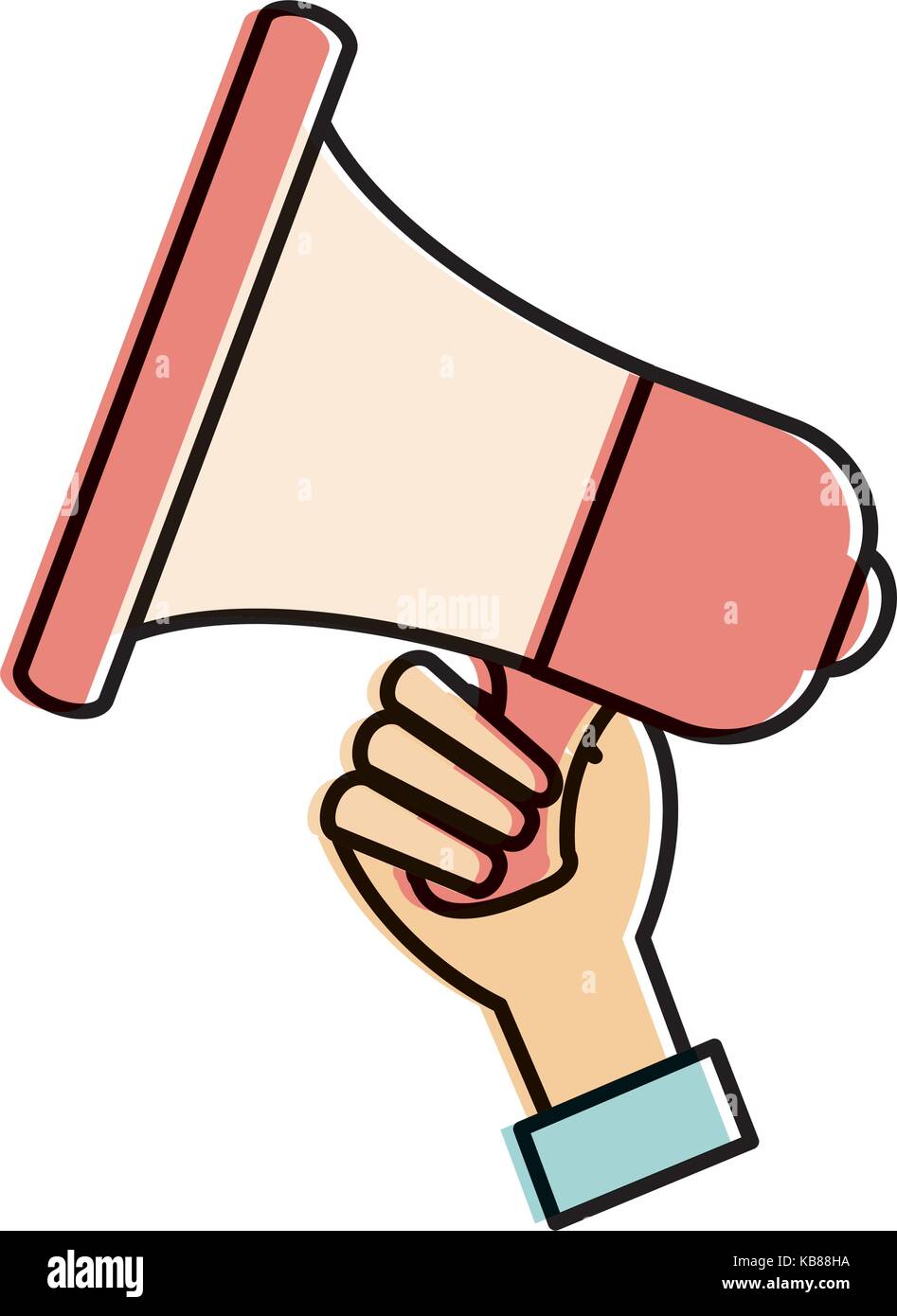 hand human with megaphone sound isolated icon vector illustration ...