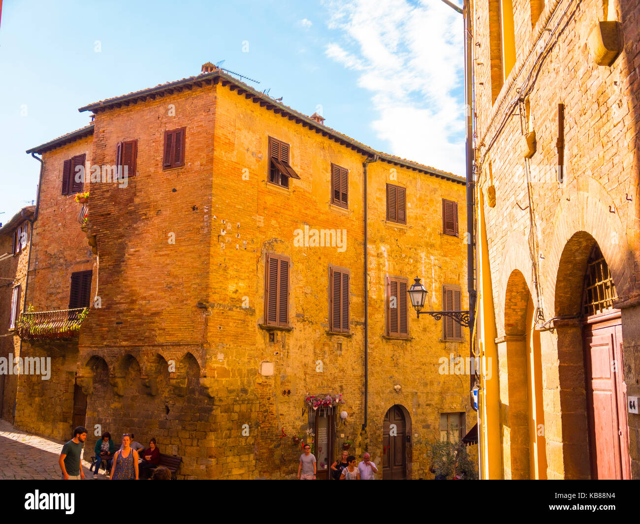Beautiful ancient stone buildings in the heart of Volterra - a small ...