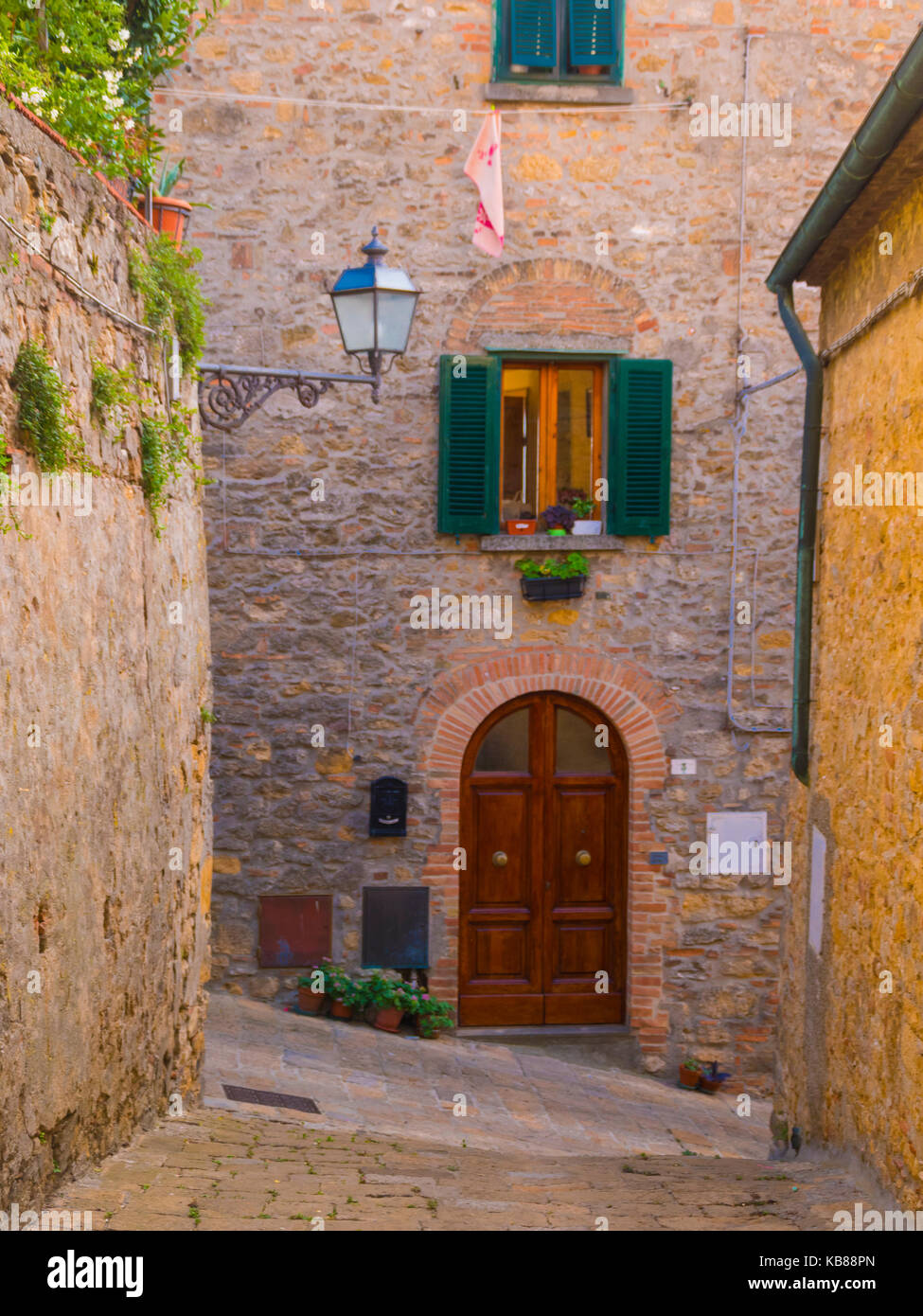 Beautiful ancient stone buildings in the heart of Volterra - a small ...