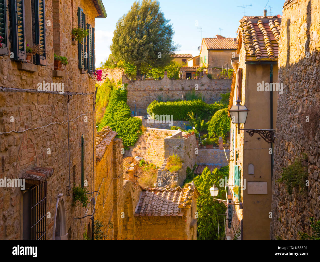 Beautiful ancient stone buildings in the heart of Volterra - a small ...