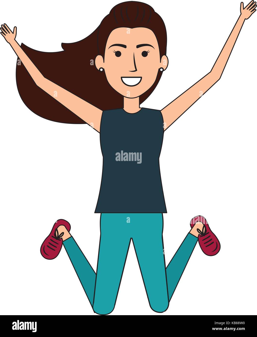 cheerful jumping woman avatar vector illustration design Stock Vector ...