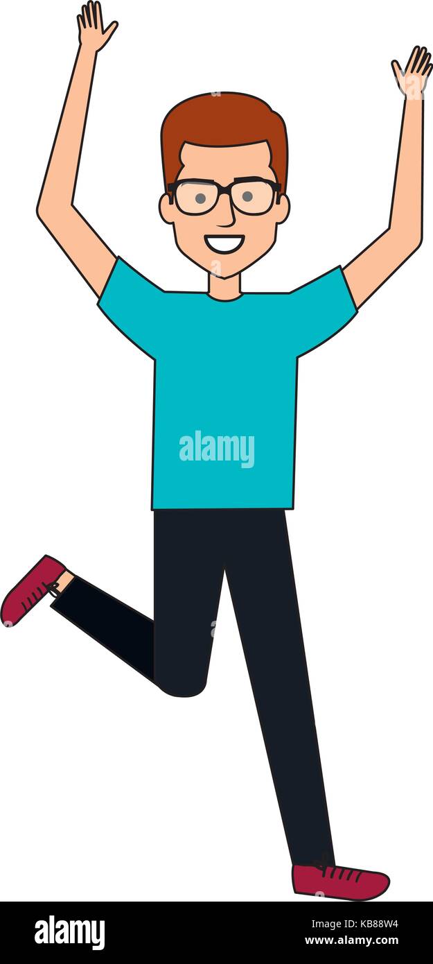 cheerful jumping man avatar vector illustration design Stock Vector ...