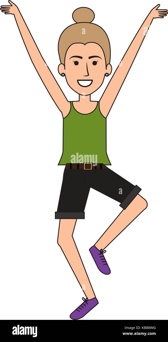 cheerful jumping woman avatar vector illustration design Stock Vector ...