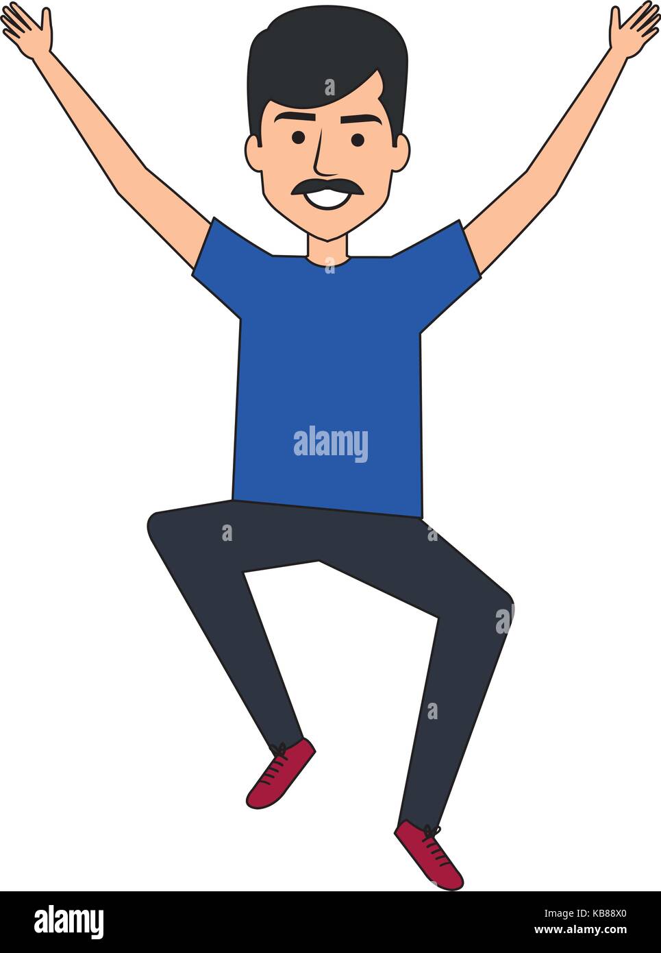 cheerful jumping man avatar vector illustration design Stock Vector ...