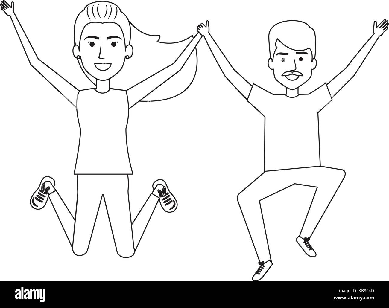 cheerful jumping couple avatars vector illustration design Stock Vector ...