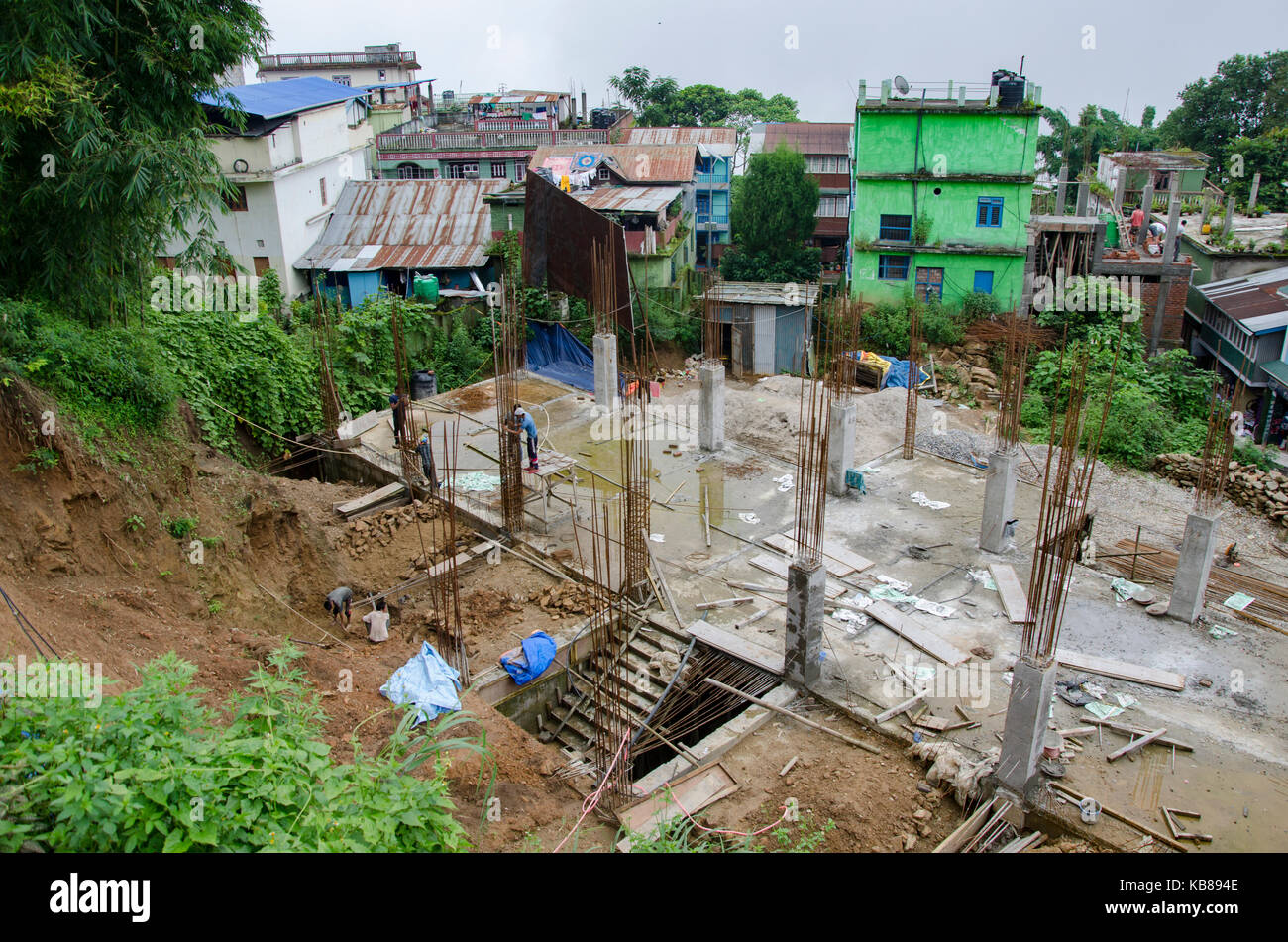 Building lot of a new house in Nepal Stock Photo - Alamy
