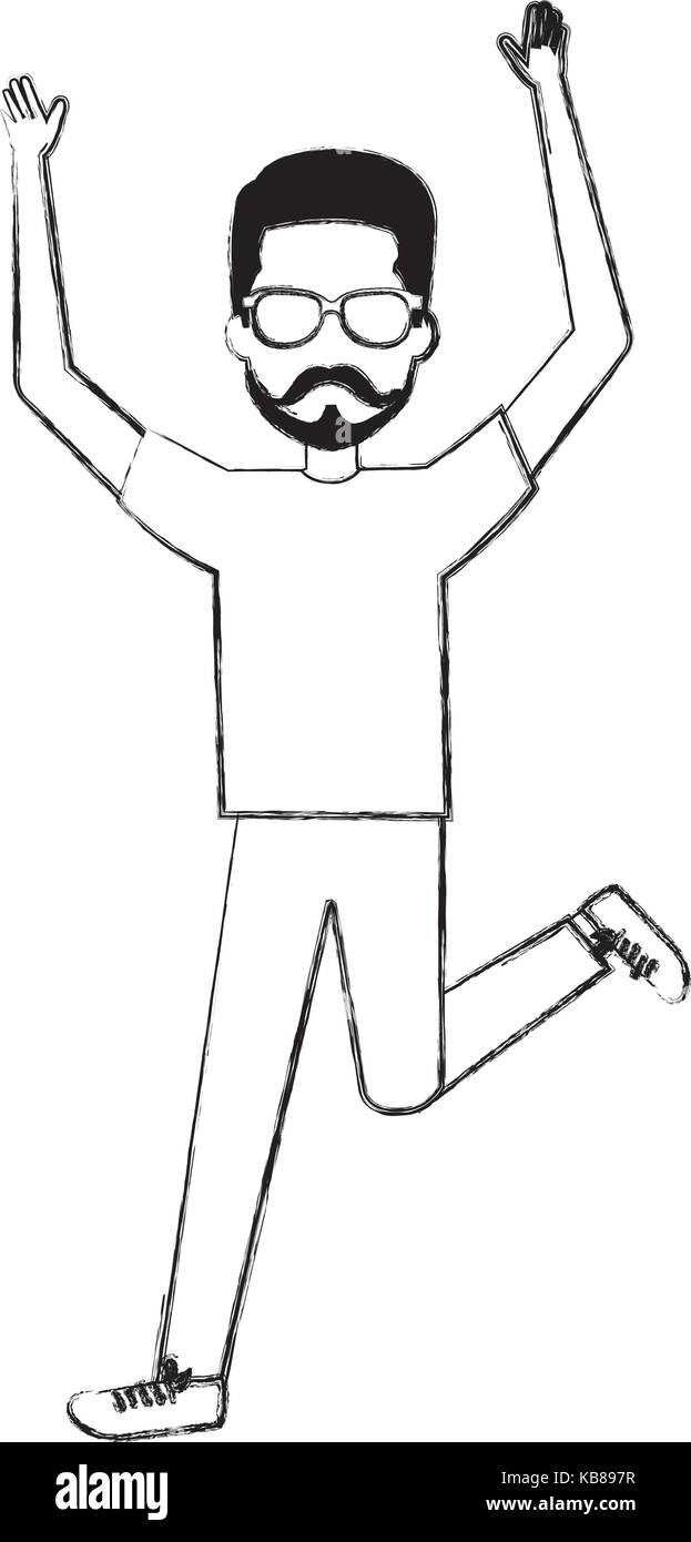 cheerful jumping man avatar vector illustration design Stock Vector ...