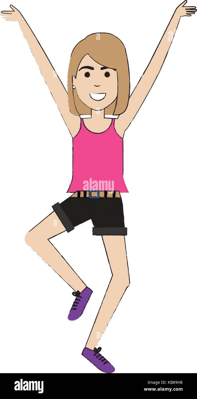 cheerful jumping woman avatar Stock Vector Image & Art - Alamy