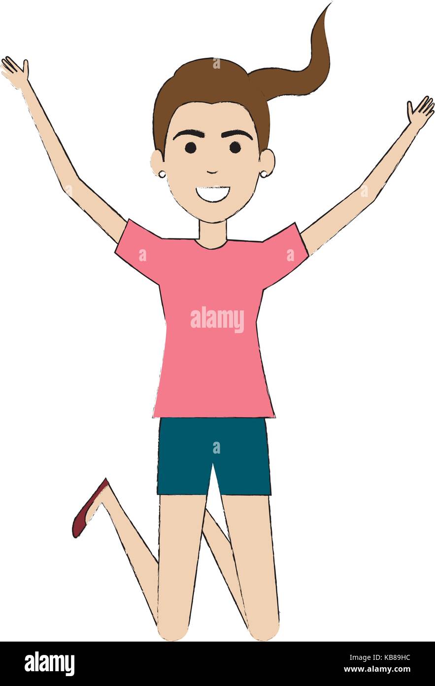 cheerful jumping woman avatar Stock Vector Image & Art - Alamy