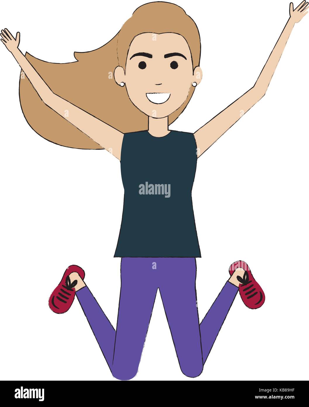 cheerful jumping woman avatar Stock Vector Image & Art - Alamy